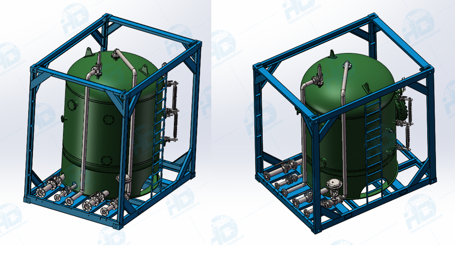 Vertical surge tank skid for the client from Thailand